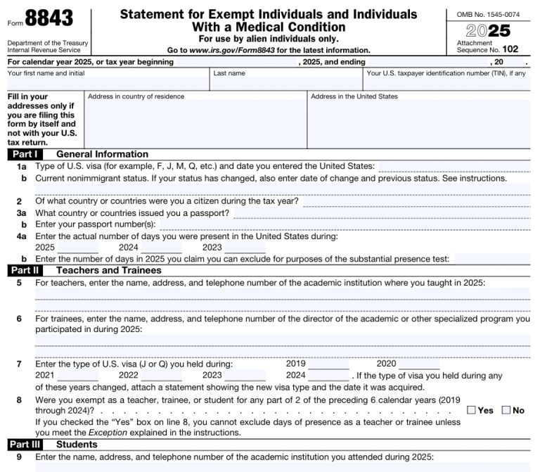 Form 8843: Why International Students Must File It Even With No U.S ...